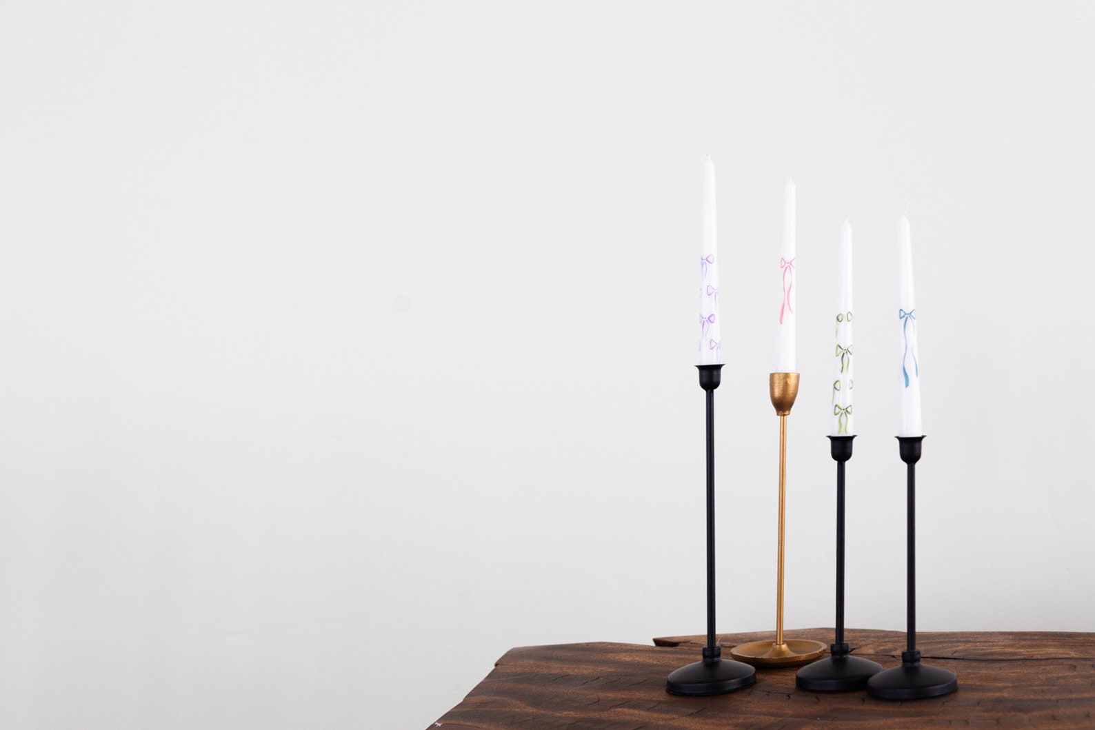 Hand Painted Mini Bow Taper Candles - Etsy