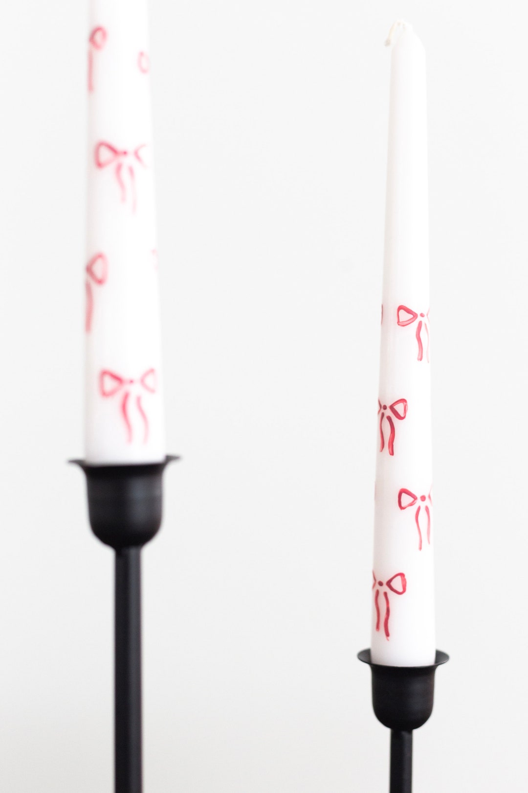Valentine Candles! Handpainted and Fully Customized to Order! Pink Bows ...