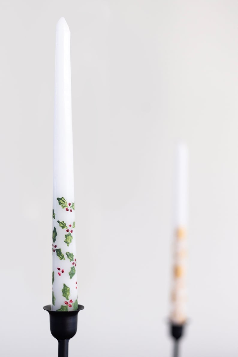 Handpainted Christmas Taper Candles, Customized for You! Choose the ...