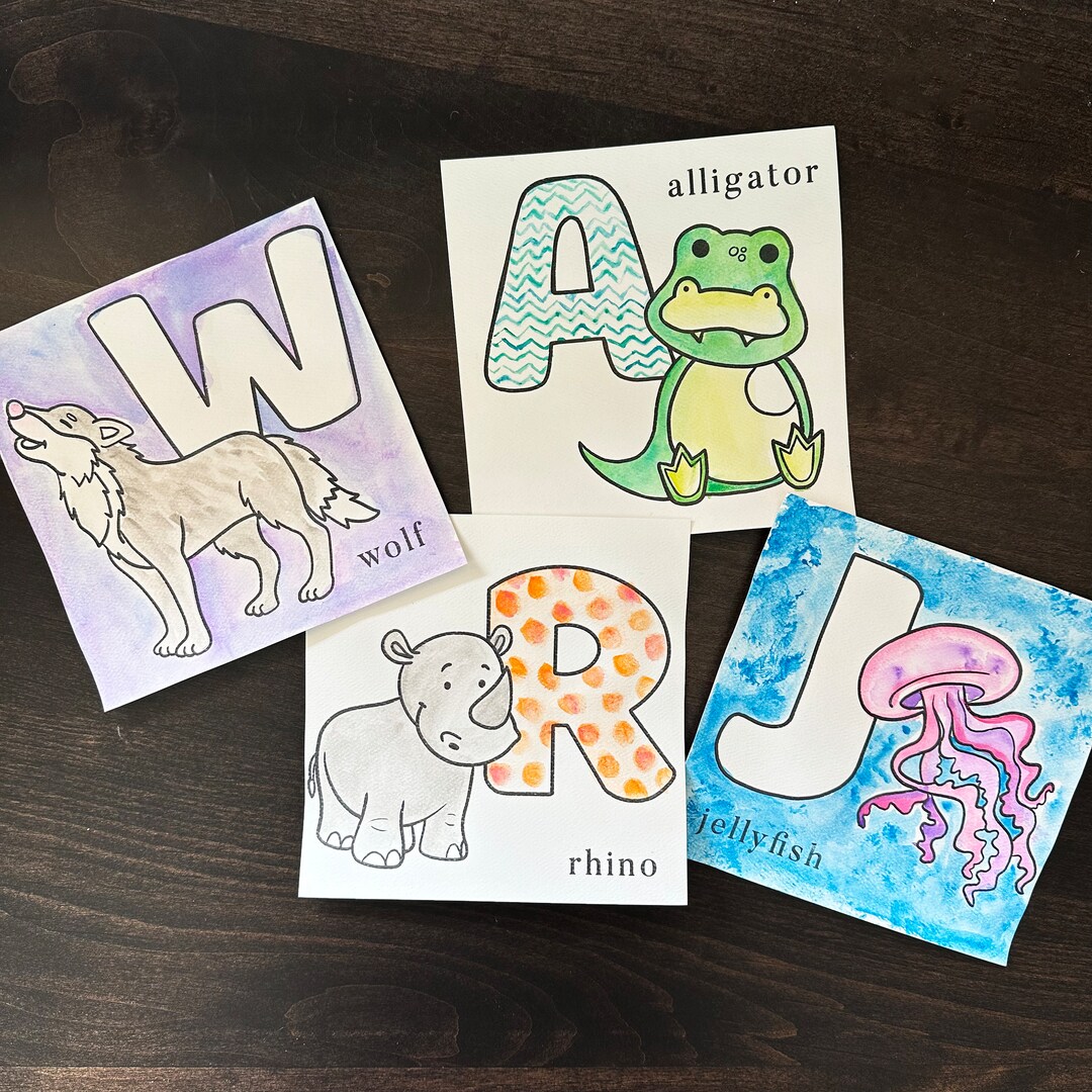 ABC Animal Card Coloring Pages - Printable File to Make ABC Flipbook ...