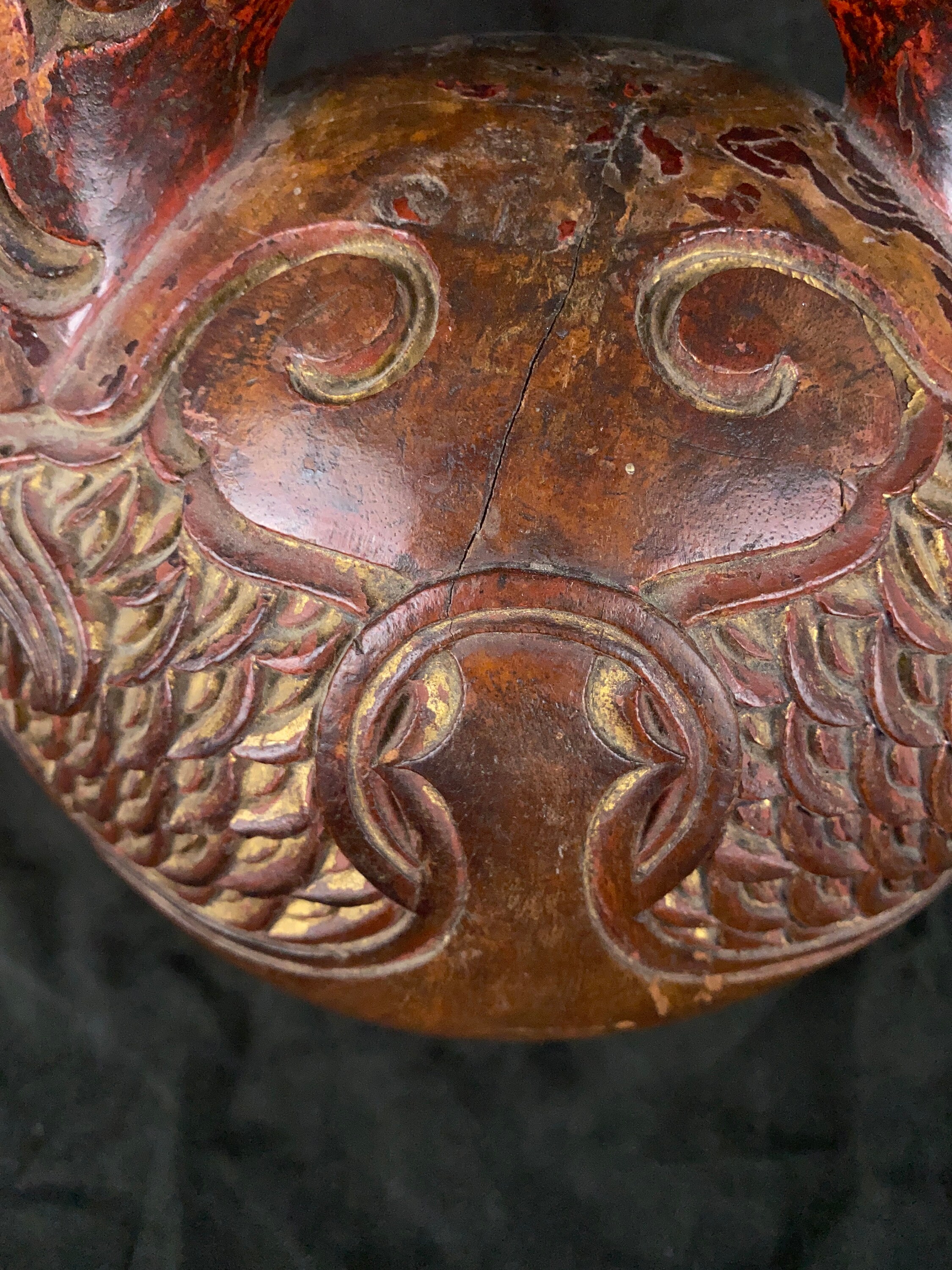 Big Japanese Carved Wooden Fish Mokugyo From the 19th Century Buddhism ...