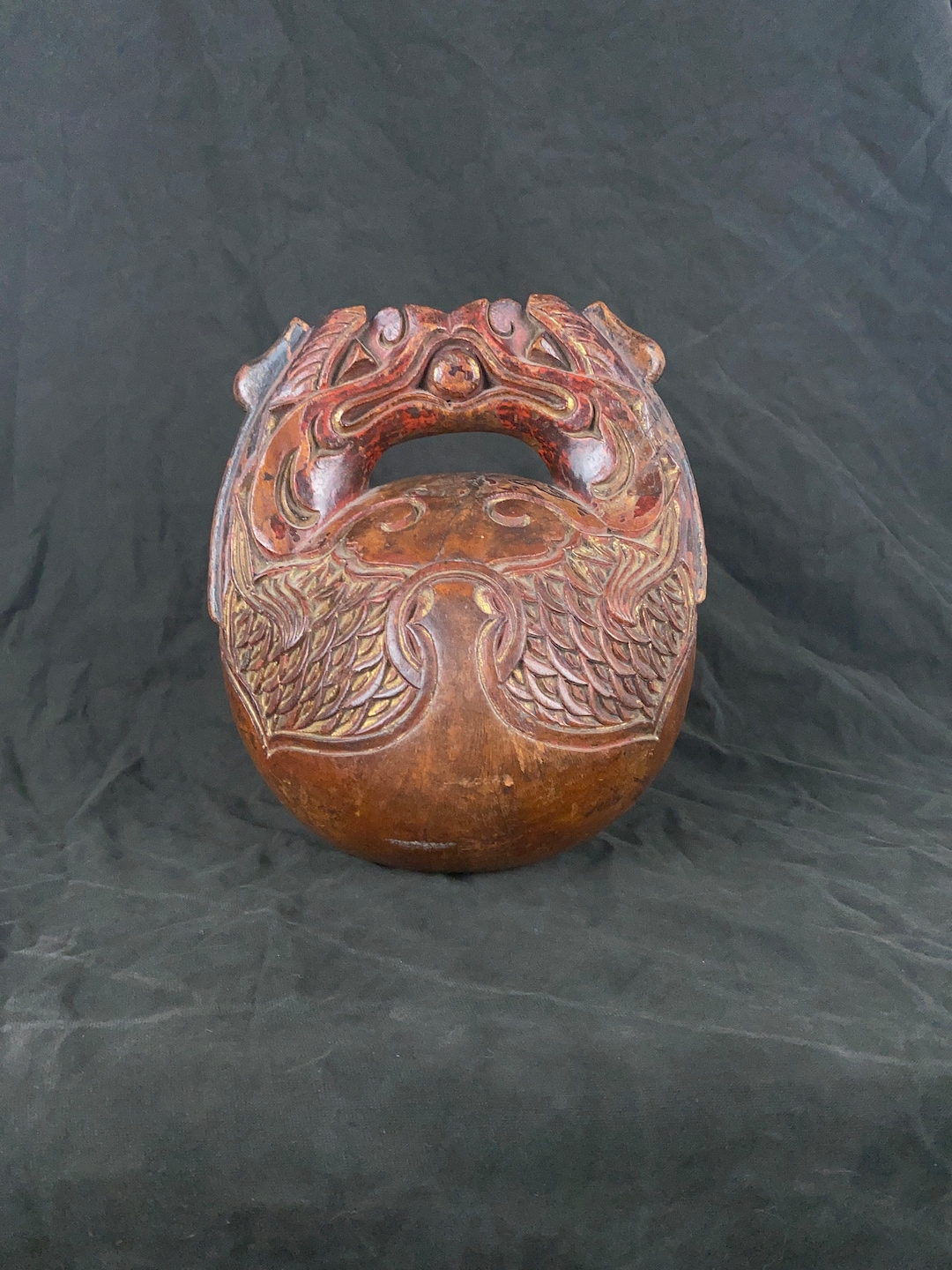 Big Japanese Carved Wooden Fish Mokugyo From the 19th Century Buddhism ...