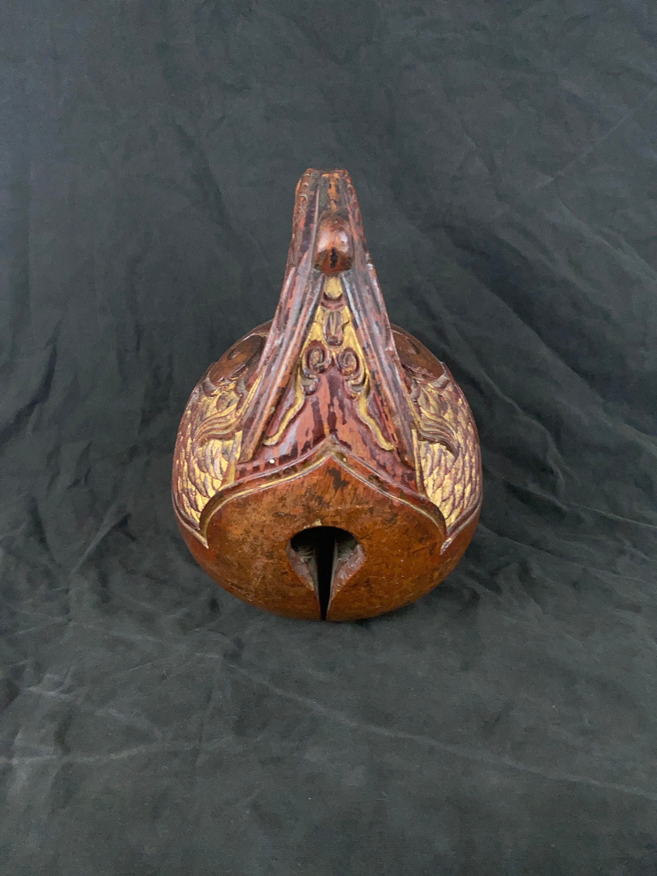 Big Japanese Carved Wooden Fish Mokugyo From the 19th Century Buddhism ...