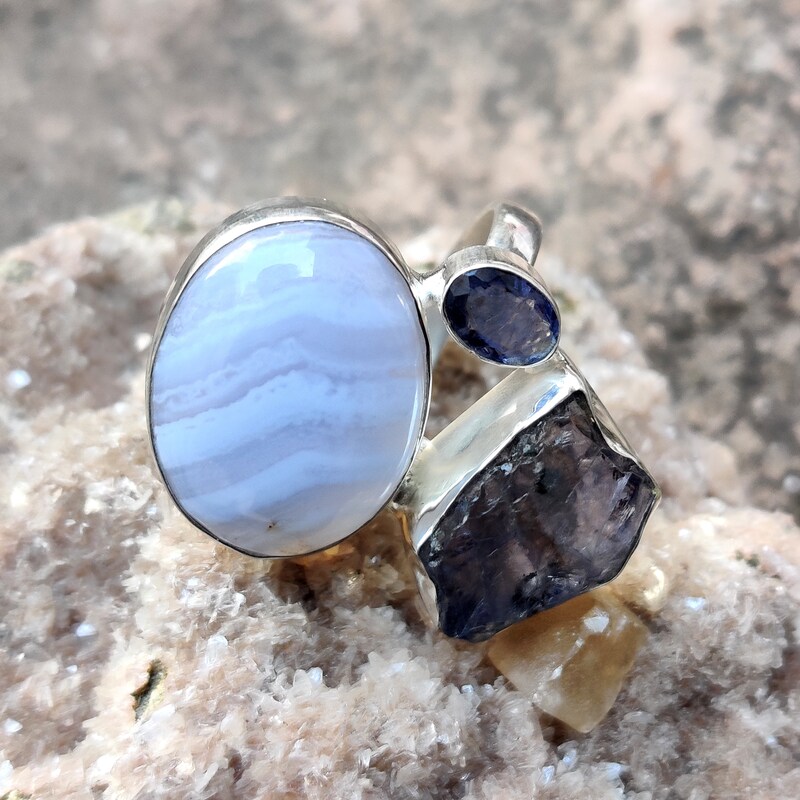 Rough Gemstone Ring - Etsy