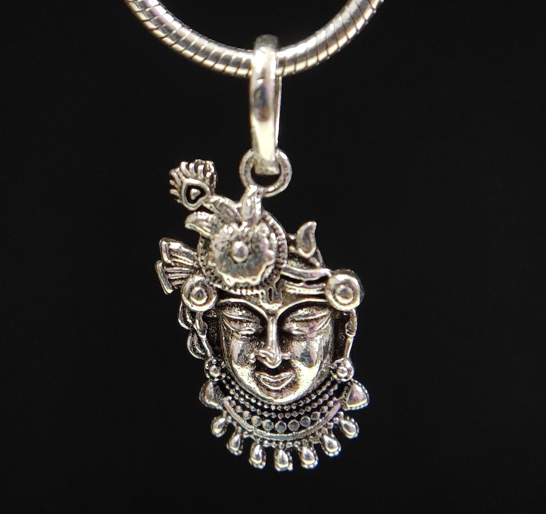 925 Sterling Silver Lord Krishna Hindu God Pendant, Shrinath Ji Face ...