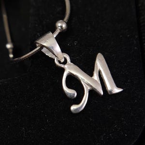 925 Sterling Silver Initial Letter M Pendant Charm,m Initial Cursive ...