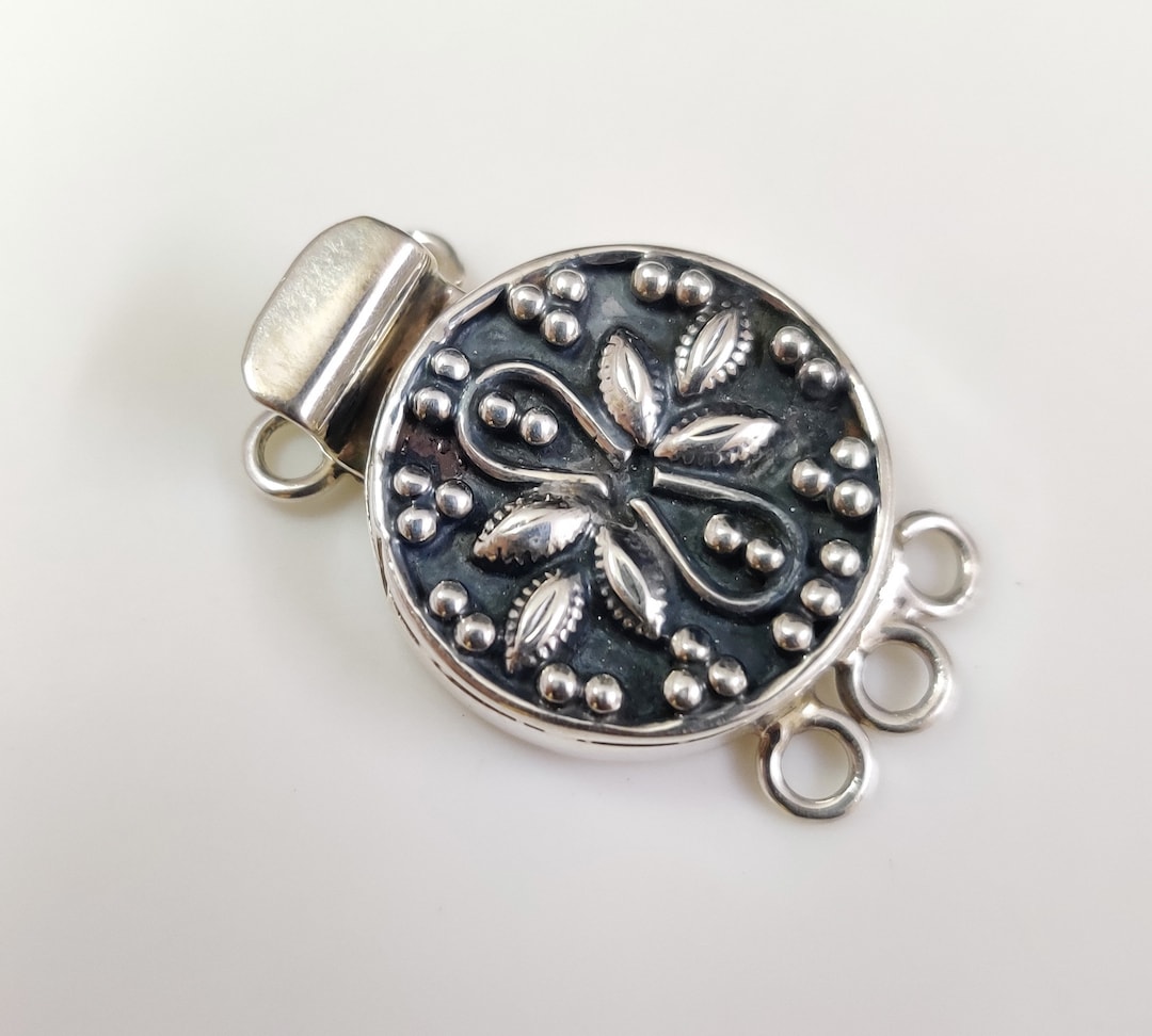 Oxidized Sterling Silver Box Clasp: Antique Flower Design, 31mm - Etsy