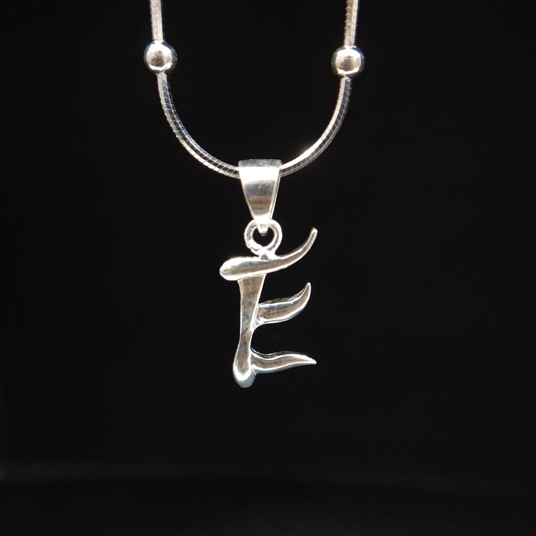 Sterling Silver Initial E Pendant: Dainty Letter Charm Necklace - Etsy
