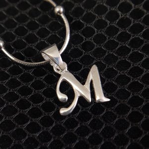 925 Sterling Silver Initial Letter M Pendant Charm,m Initial Cursive ...