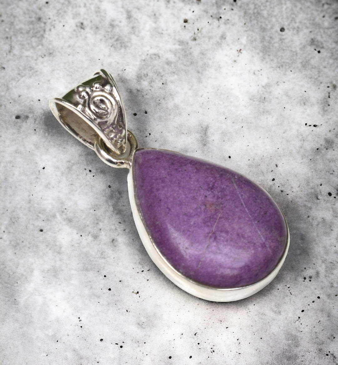 Natural Namibian Purpurite Gemstone Pendant - 925 Solid Sterling Silver ...