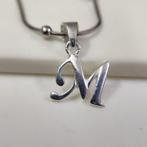 925 Sterling Silver Initial Letter M Pendant Charm,m Initial Cursive ...