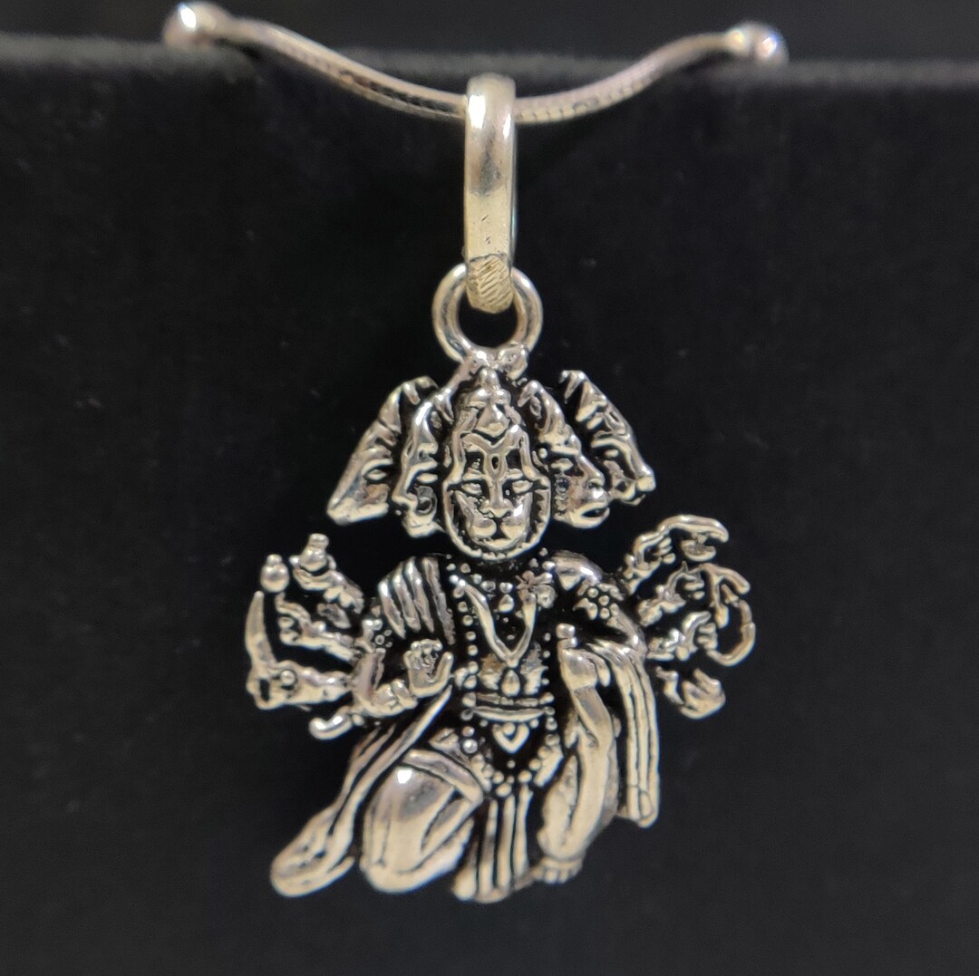 925 Sterling Silver Hanuman Pendant,hindu God Amulet,protection Charm ...