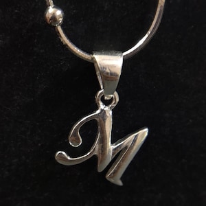 925 Sterling Silver Initial Letter M Pendant Charm,m Initial Cursive ...