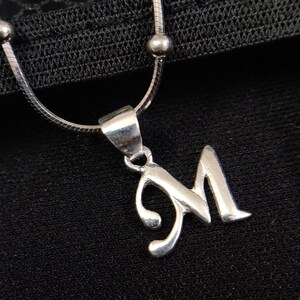 925 Sterling Silver Initial Letter M Pendant Charm,m Initial Cursive ...