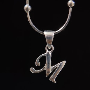 925 Sterling Silver Initial Letter M Pendant Charm,m Initial Cursive ...