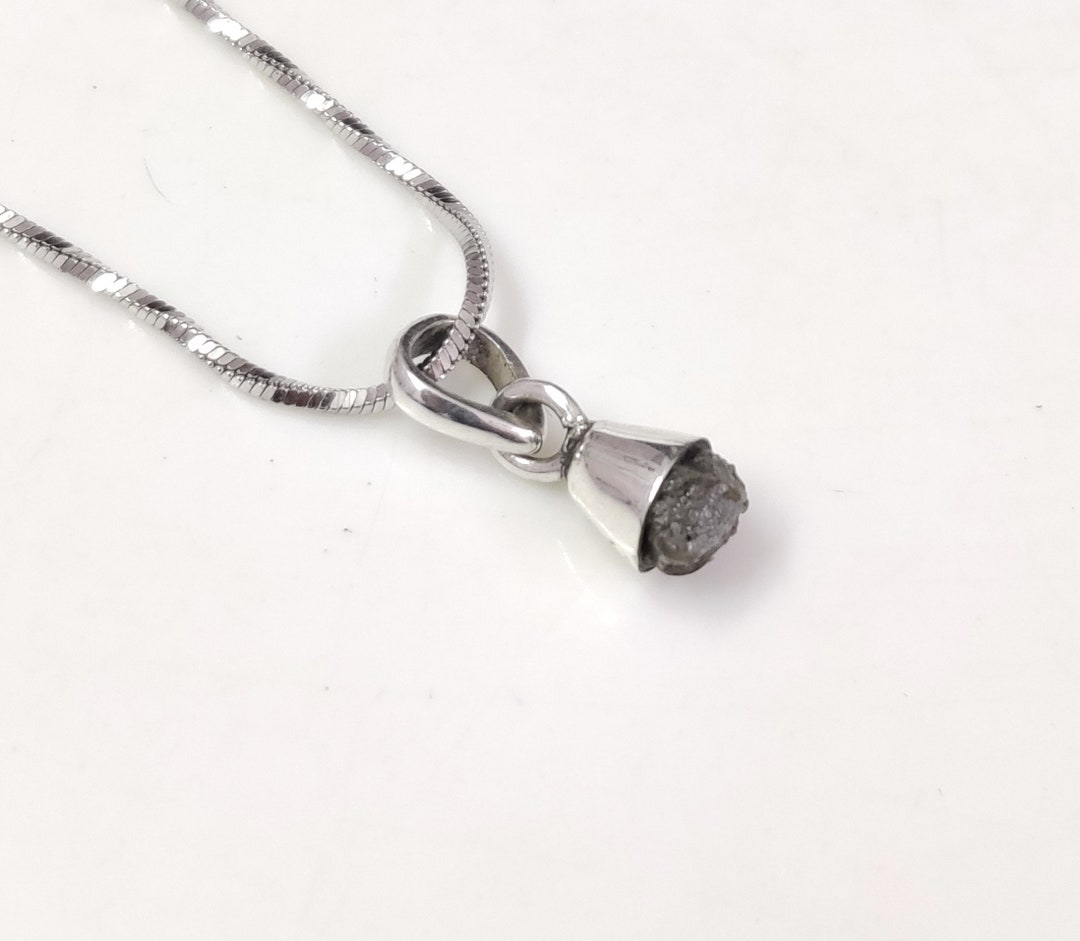 Natural Diamond Rough Bell Pendant Necklace, 925 Sterling Silver ...