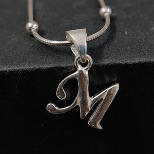 925 Sterling Silver Initial Letter M Pendant Charm,m Initial Cursive ...