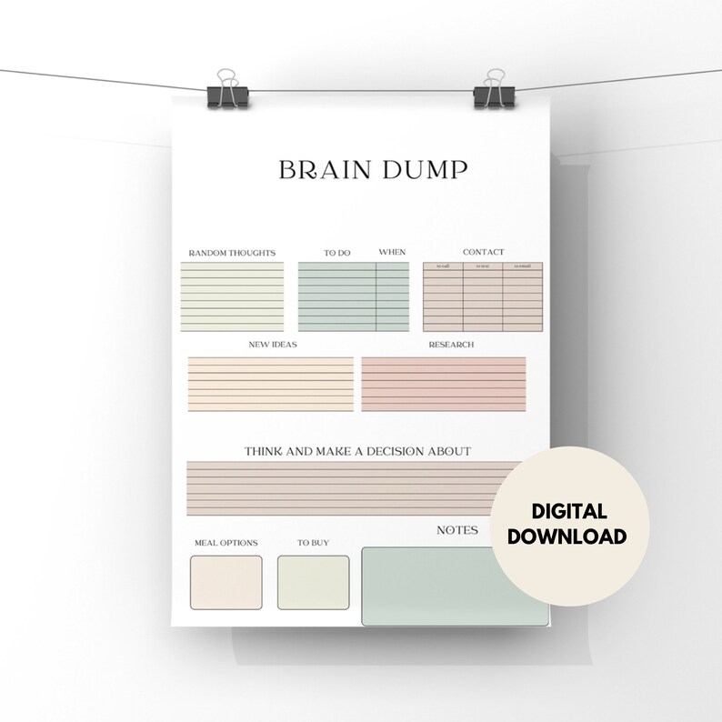 Brain Dump | To-do List | Notes | Meal Plan | Digital Download ...