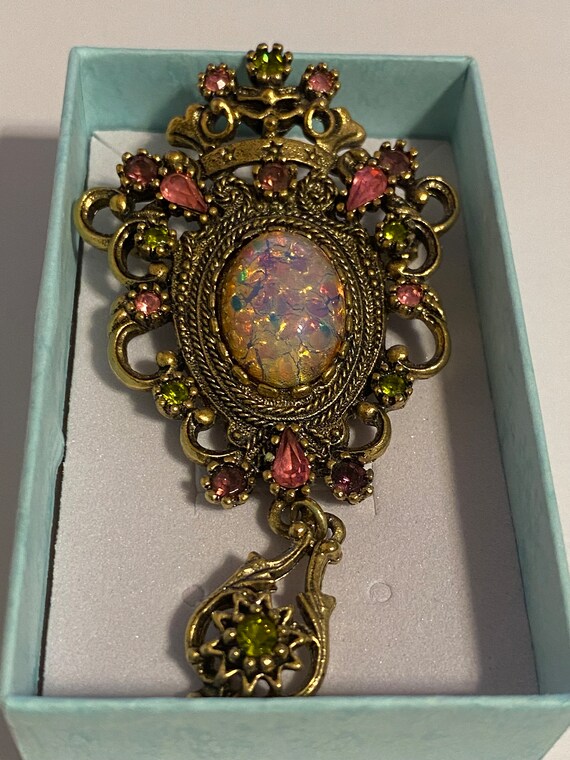 60s Sarah Coventry CONTESSA Faux Pink Fire Opal and R… - Gem