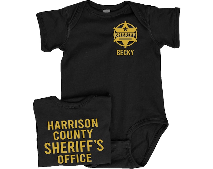 Baby Police Outfit in Black and Gold - Baby Sheriff Costume - Baby ...