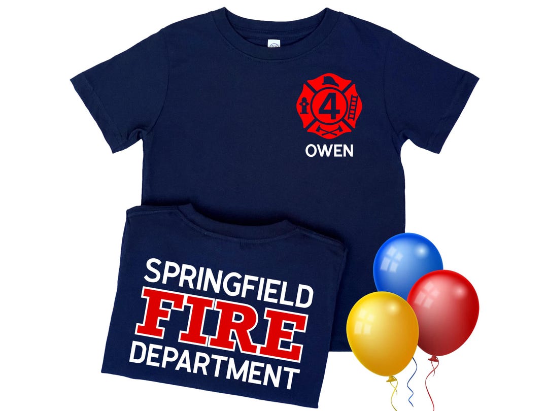 Personalized Kids Firefighter Birthday Shirt – Custom Age & Name ...