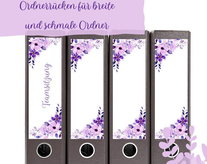 Editable Labels for Wide and Narrow Folders, Folder Spine Floral ...