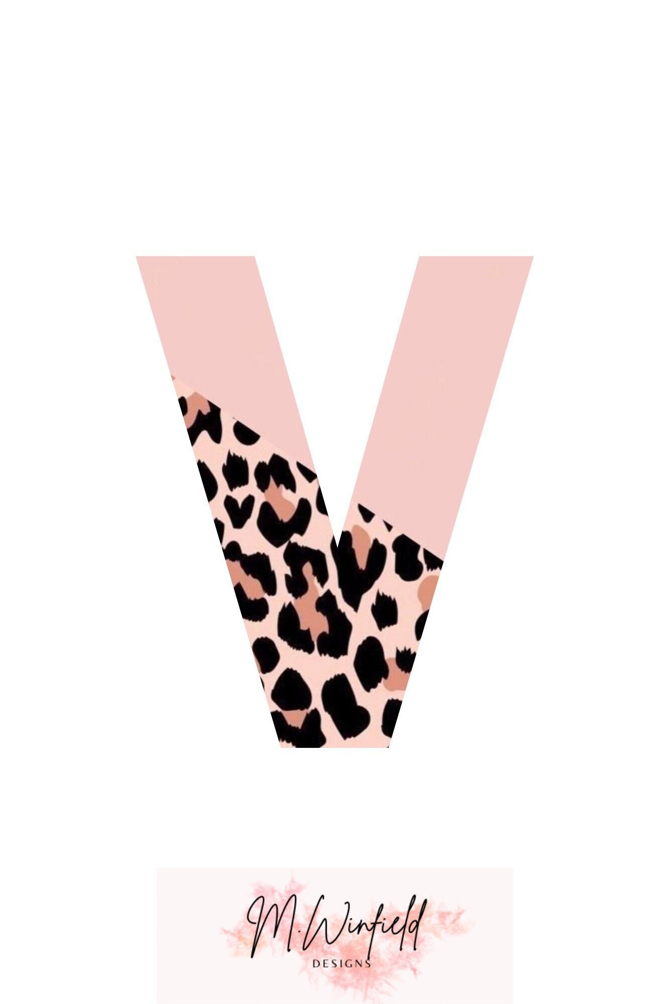 Cheetah and Pink Alphabet Letters, Upper Case V Only, PNG File, Digital ...