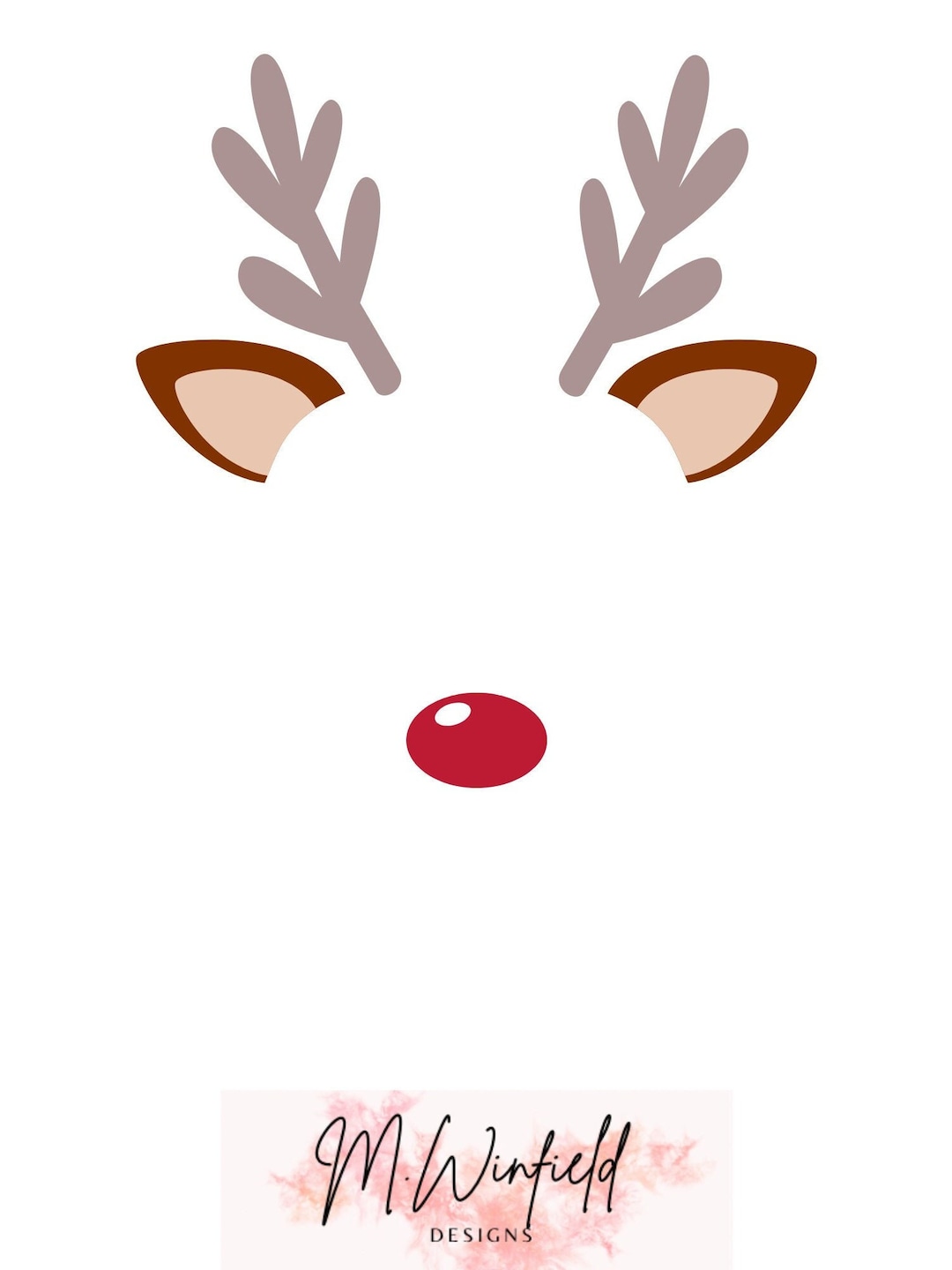 Reindeer Antlers With Red Nose, Insert Own Name, PNG File, Digital ...