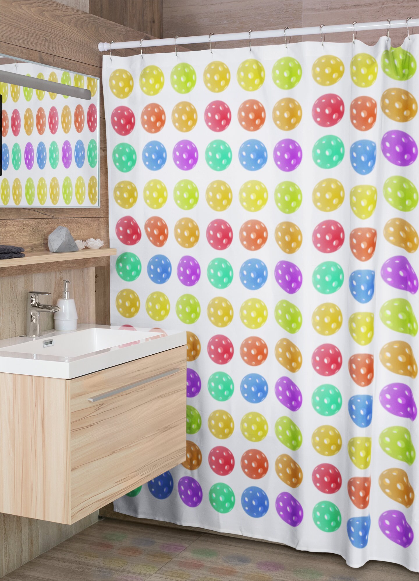 Colorful Holey Balls Shower Curtain, Funny Pickleball Bath Curtain - Etsy