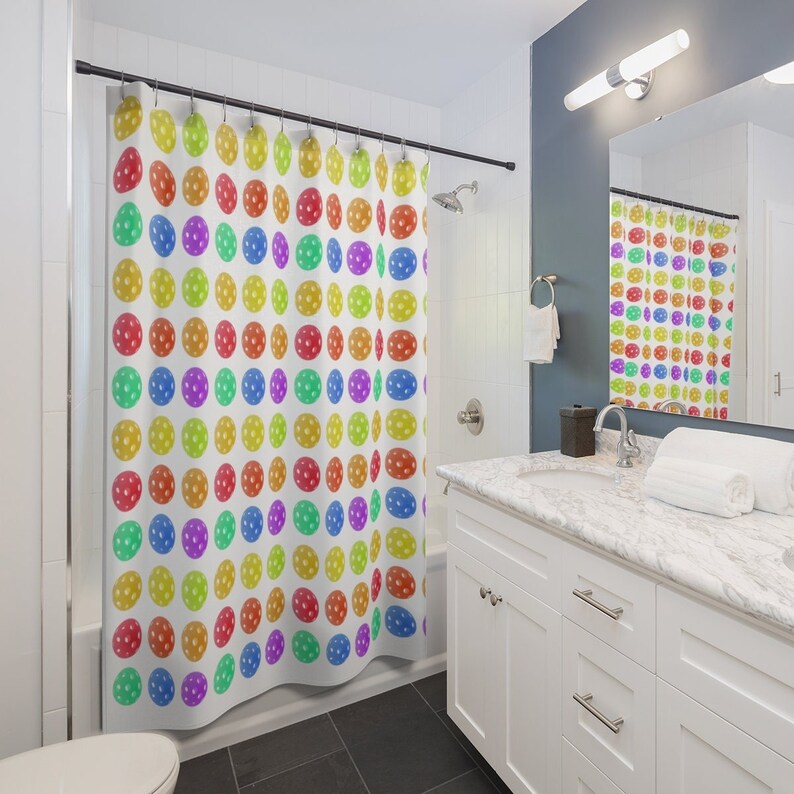 Colorful Holey Balls Shower Curtain, Funny Pickleball Bath Curtain - Etsy