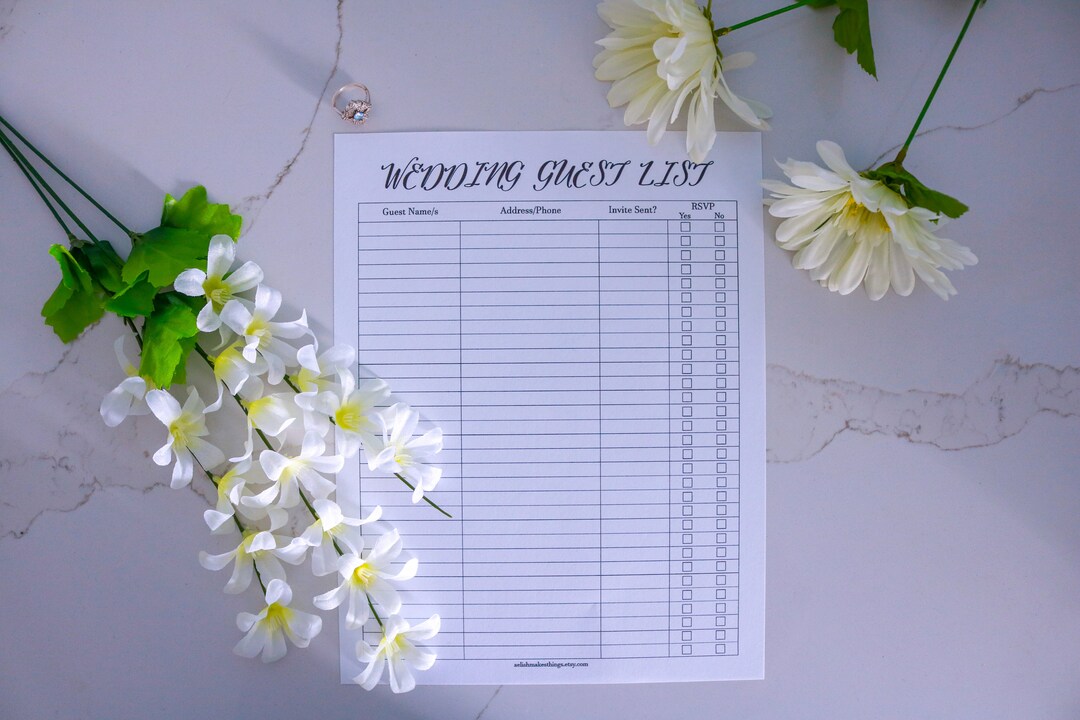 WEDDING GUEST List Template Wedding Guest List Planner Wedding RSVP ...