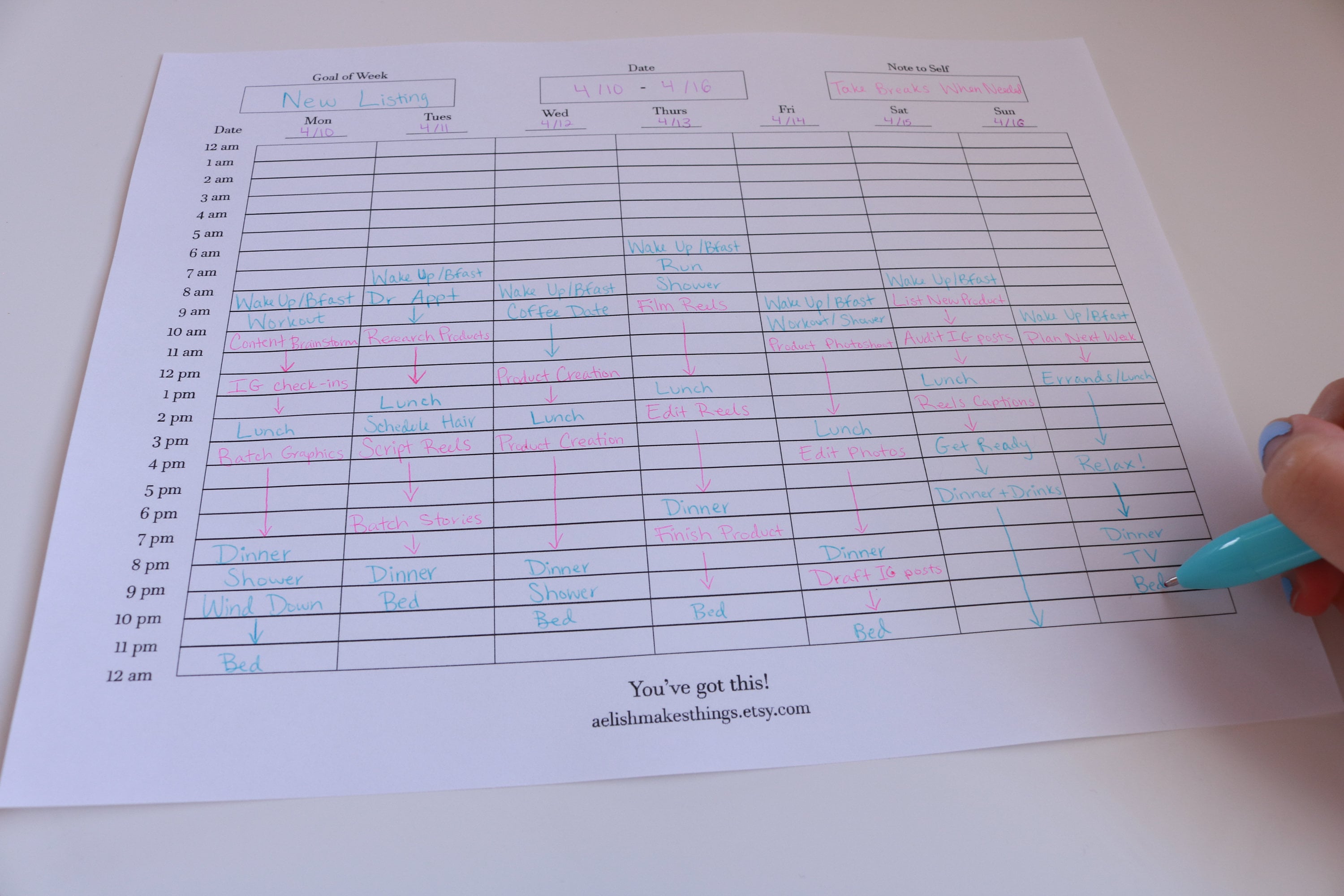 Time Blocking Planner PDF | Printable Weekly Schedule | 24 Hour Time ...
