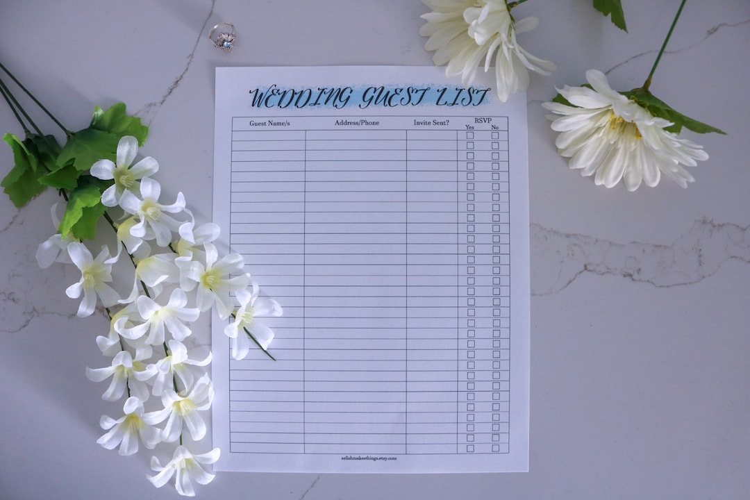 WEDDING GUEST List Template | Wedding Guest List Planner | Wedding RSVP ...