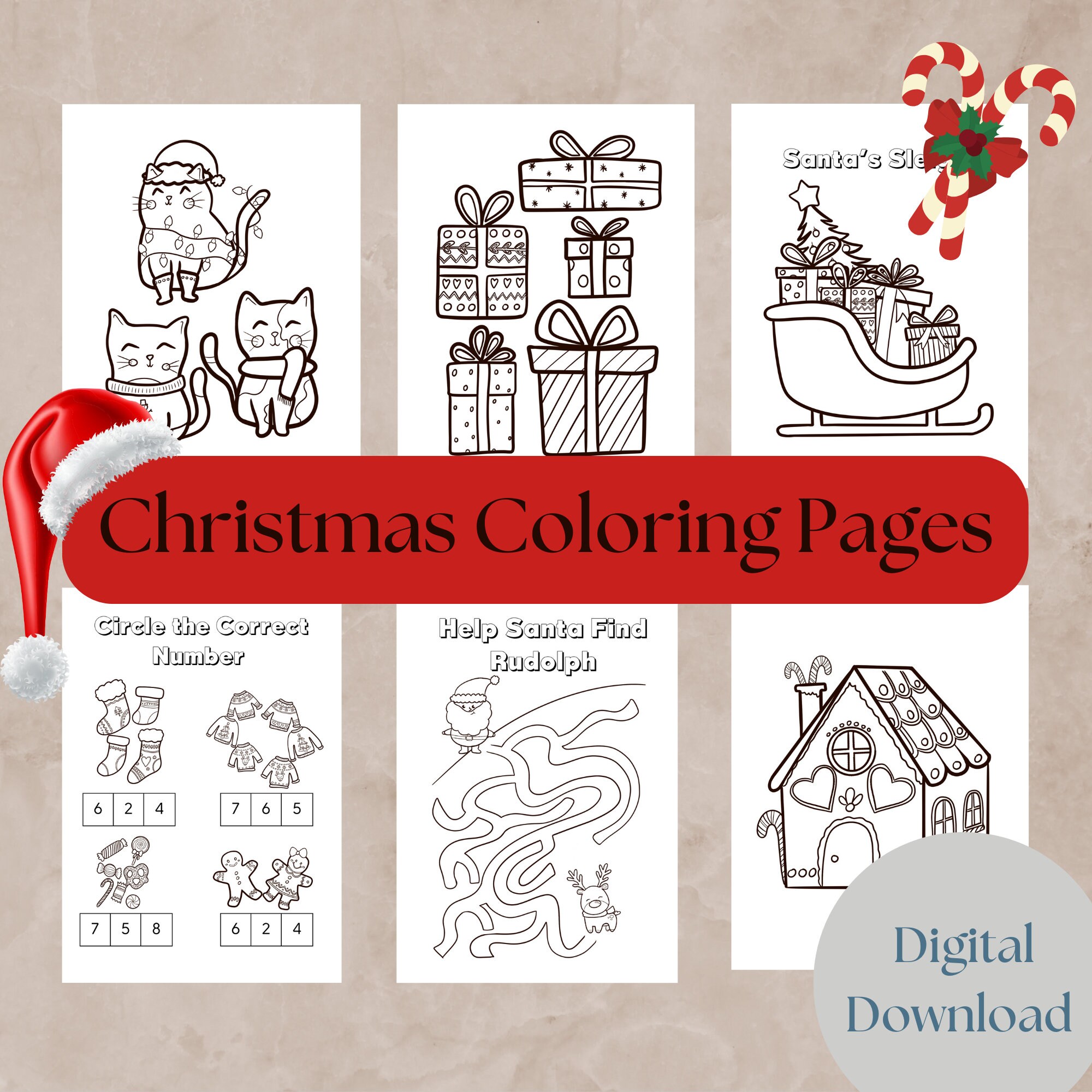 Christmas Coloring and Activity Book for Kids 3-6years, Christmas ...