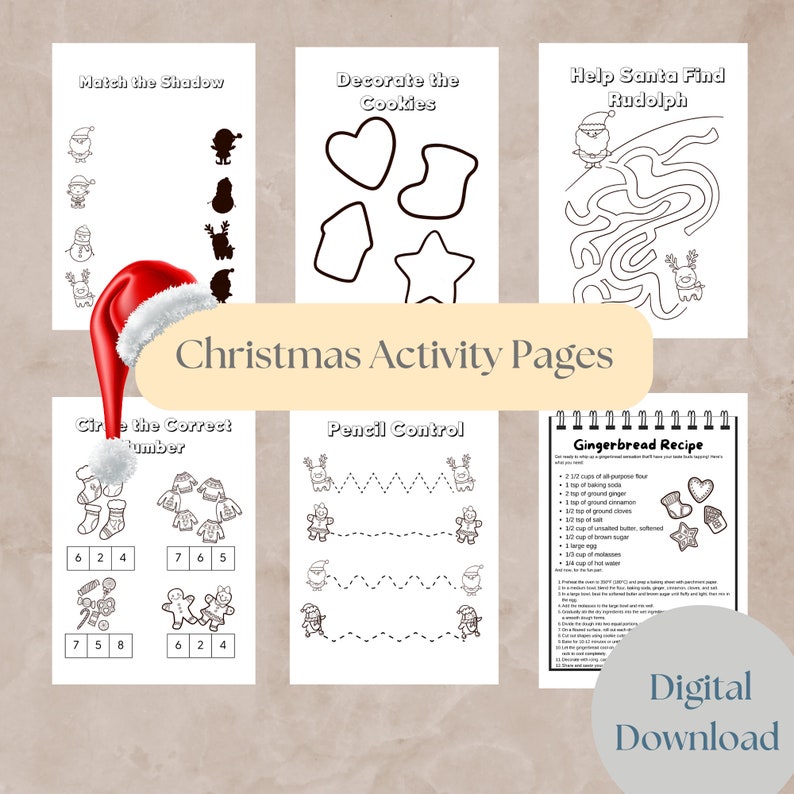 Christmas Coloring and Activity Book for Kids 3-6years, Christmas ...