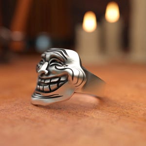 Troll Face Ring - 925 Sterling Silver - Internet Meme Inspired ...