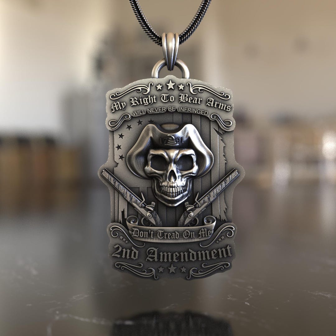 Patriotic Skull 2nd Amendment Necklace My Right to Bear Arms Don’t ...
