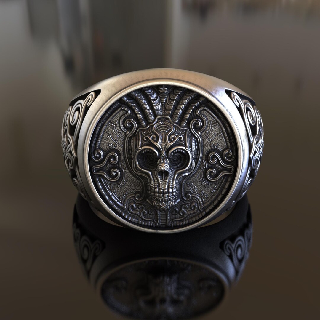 Handmade Gothic Skull Ring, 925 Sterling Silver, Edgy Unisex Biker ...