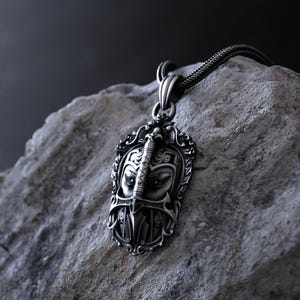 Majestic Samurai Warrior Mask Pendant Necklace 925 Sterling Silver ...
