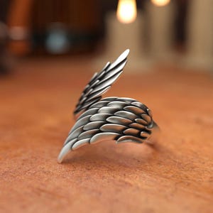 925 Sterling Silver Wings Ring Handcrafted, Unisex, Angelic Symbol ...