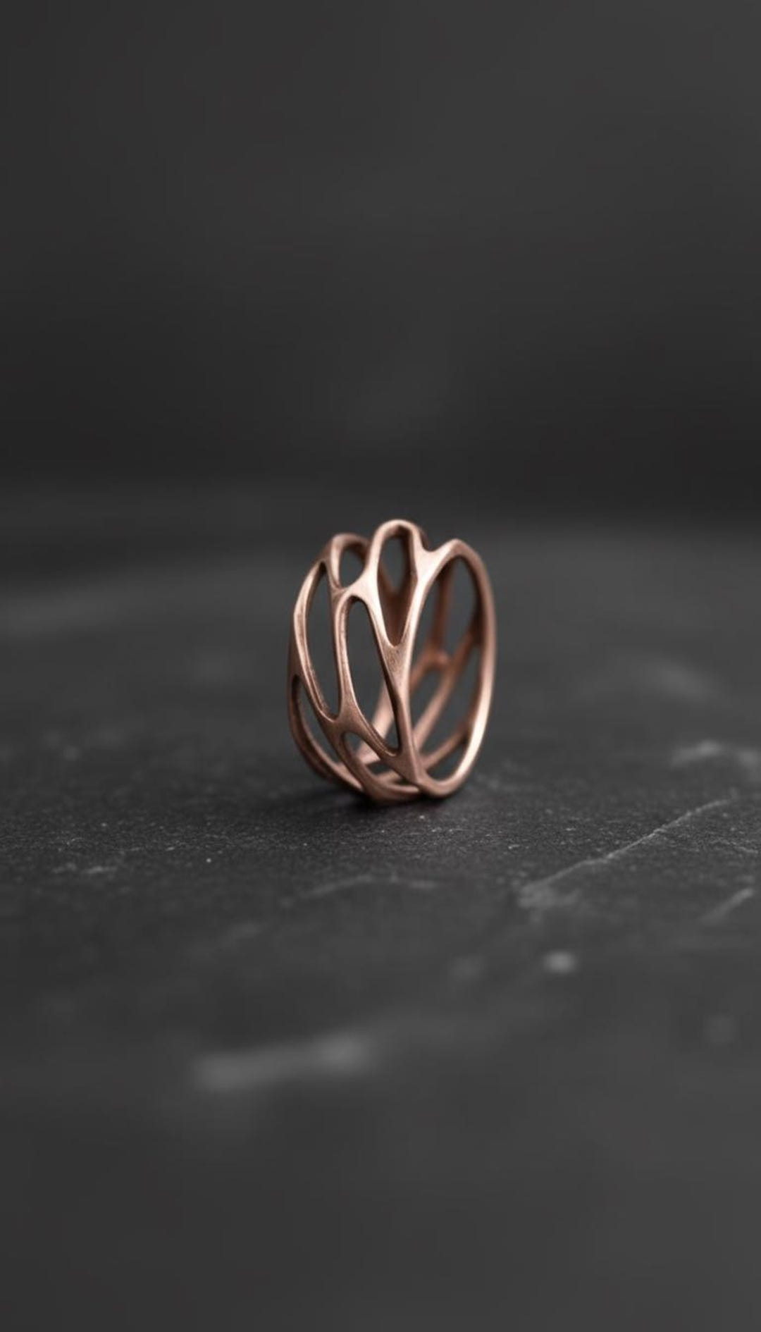 Parametric Ring Rose Gold 925 Sterling Silver Organic Leaf Design ...