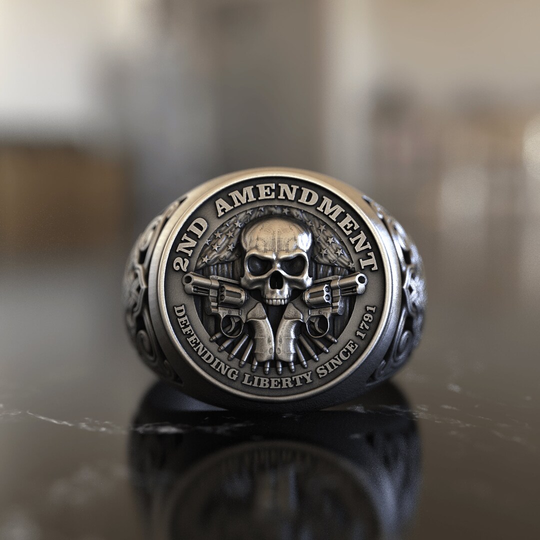 2nd Amendment Defending Liberty Ring 925 Sterling Silver Veteran ...