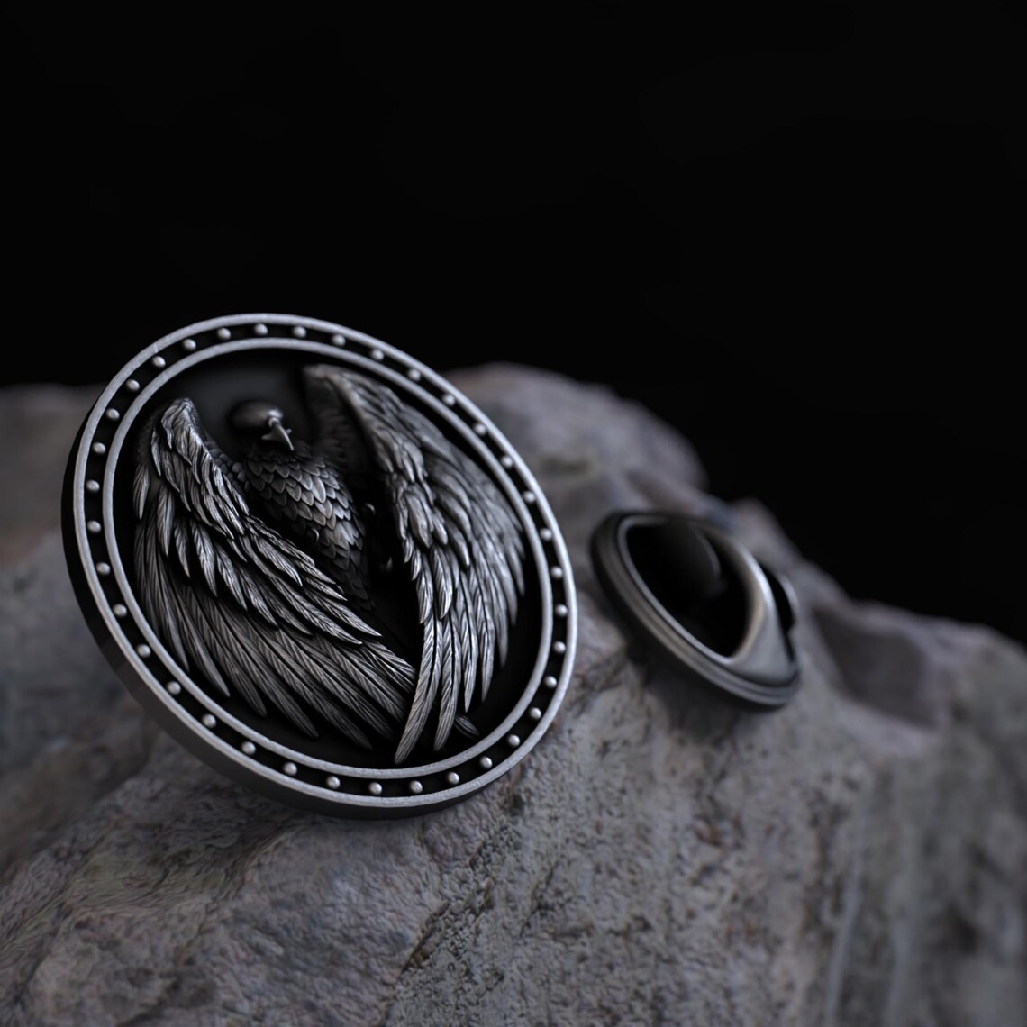 Majestic Eagle With Detailed Wings Sterling Silver Lapel Pin, Intricate ...