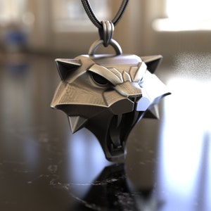 925 Sterling Silver Cat School Medallion Necklace Elegant Gaming Relic ...