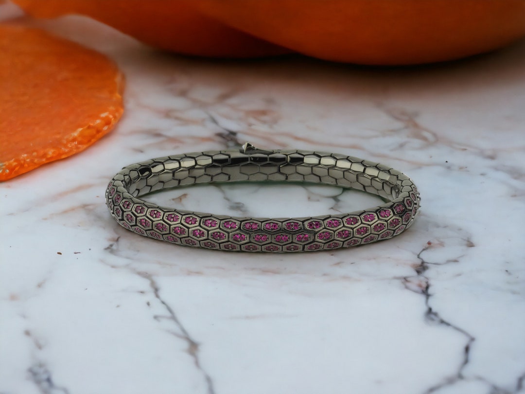 Sleek Python Serpent Bracelet in 925 Silver, Adjustable Statement ...