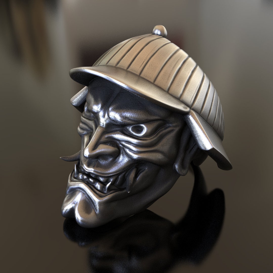Japanese Oni Hannya Mask Ring 925 Sterling Silver Gothic Jewelry ...