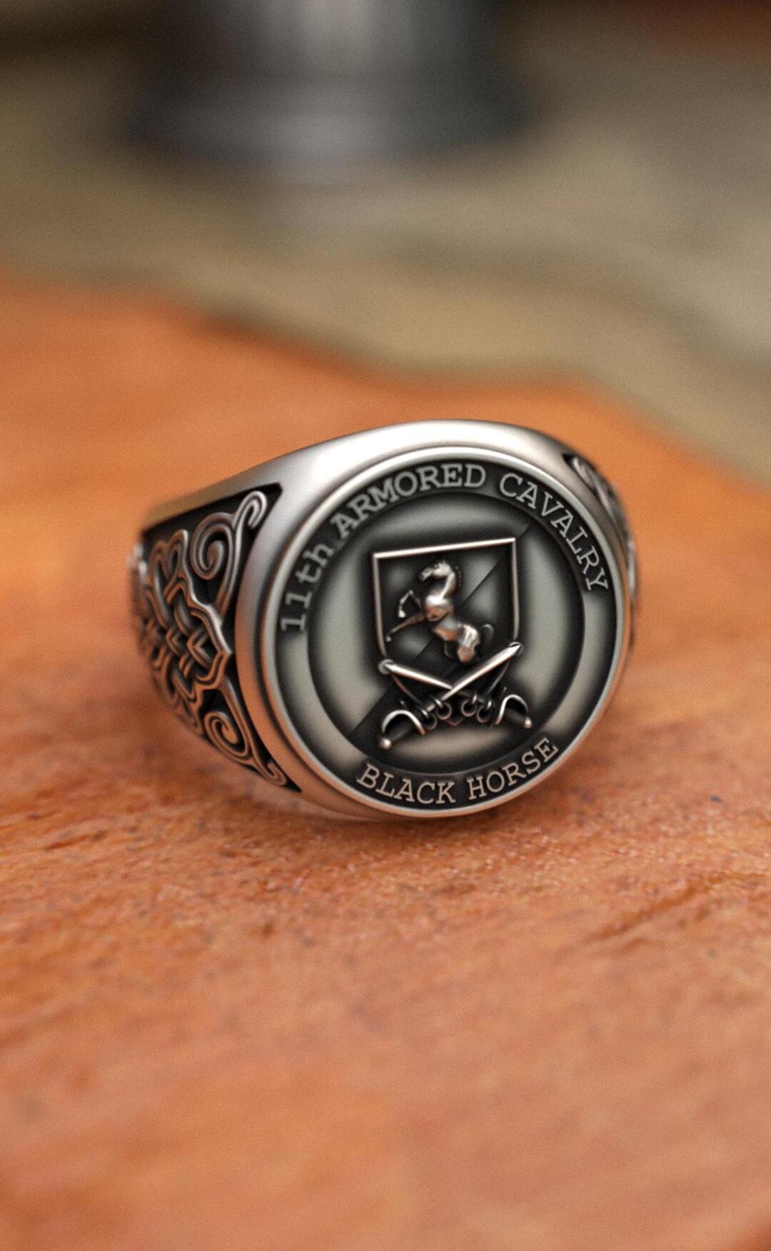 925 Sterling Silver 11th Armored Cavalry "black Horse" Ring ...