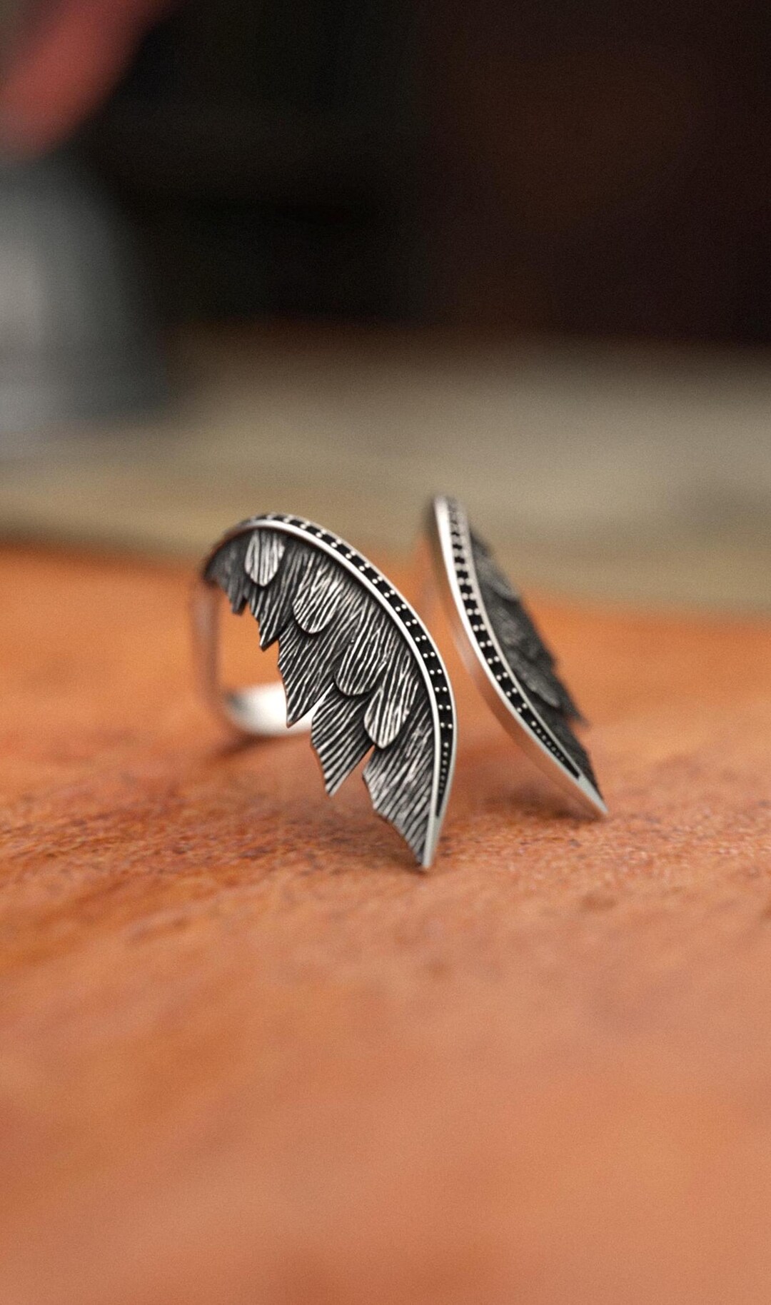 Angel Wings Ring 925 Sterling Silver | Handcrafted Celestial Feather ...