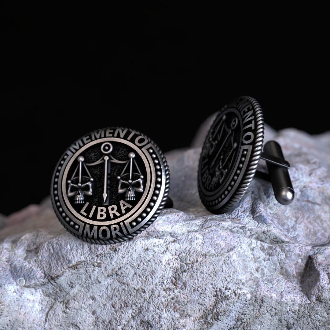 Memento Mori Libra Scale Skull Cufflinks 925 Sterling Silver Gothic ...