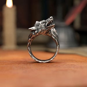 925 Sterling Silver Double Wolf Head Ring - Handcrafted, Unisex, Symbol ...